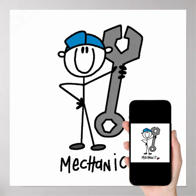 Mechanic With Wrench Stick Figure Poster | Zazzle
