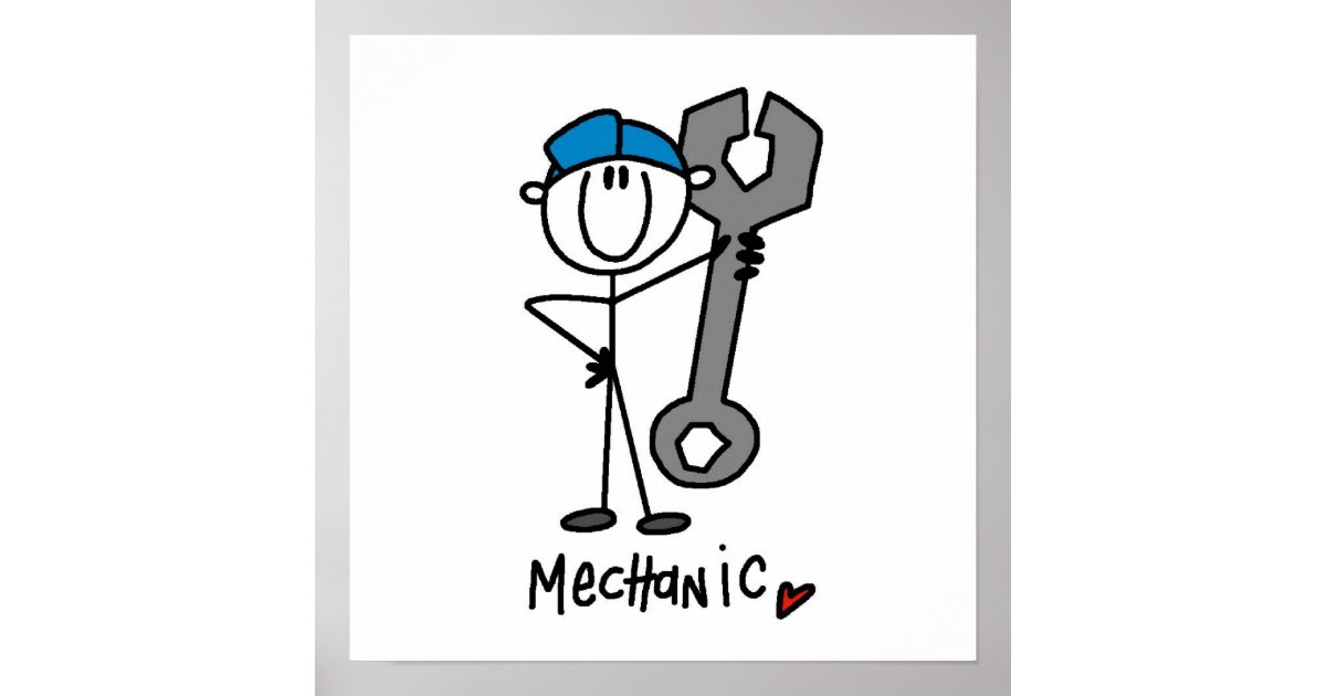 Mechanic With Wrench Stick Figure Poster | Zazzle