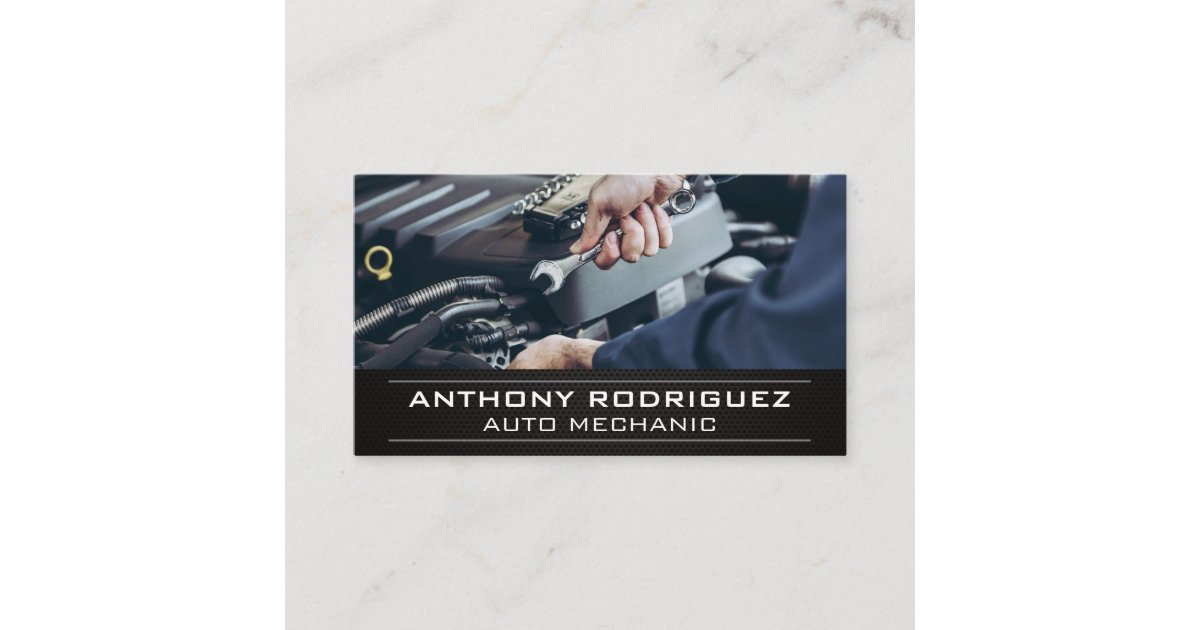 Mechanic Working on Engine Business Card | Zazzle