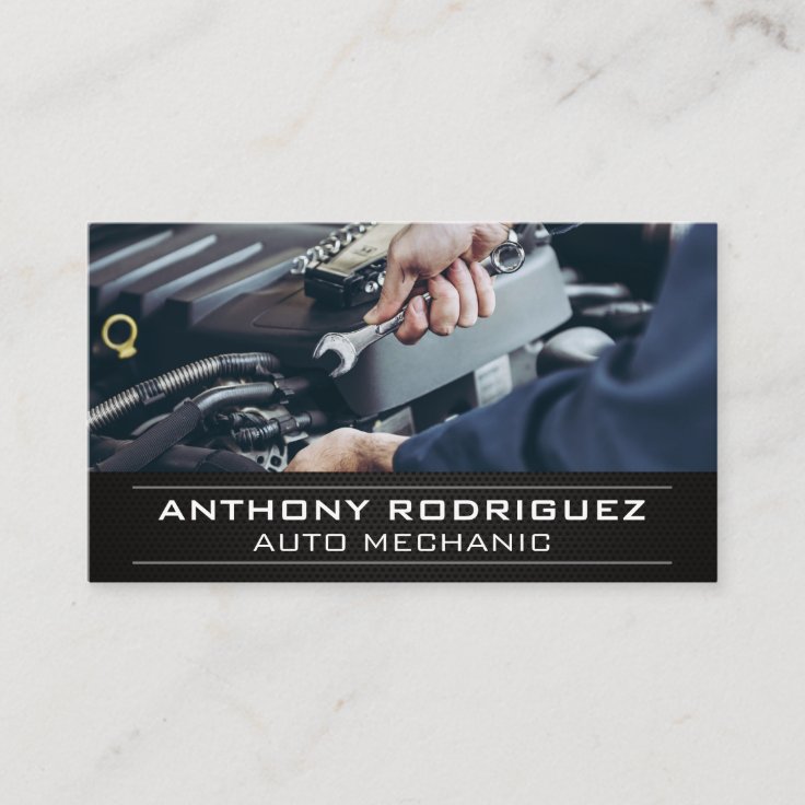 Mechanic Working on Engine Business Card | Zazzle