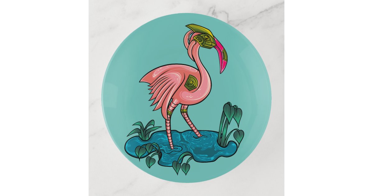 Mechanical Bird, Pink Flamingo Mecha Robot Trinket Tray | Zazzle