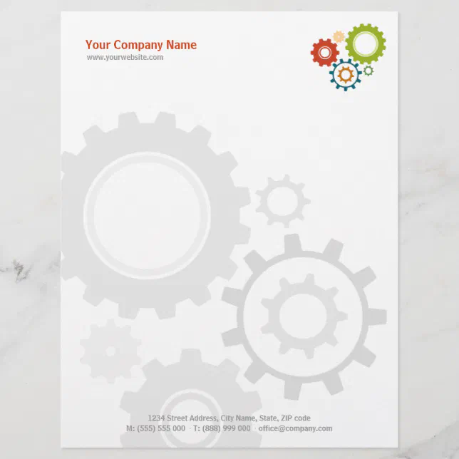Mechanical Cogs letterhead | Zazzle