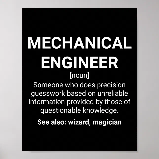 Mechanical Engineer Definition Meaning Poster | Zazzle