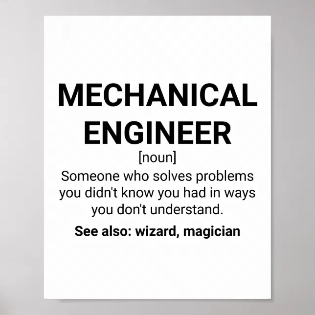 Mechanical Engineer Definition Noun Poster | Zazzle