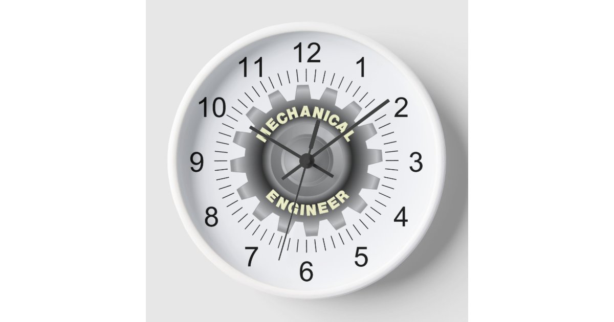 Mechanical Engineer Gray Gear Clock | Zazzle