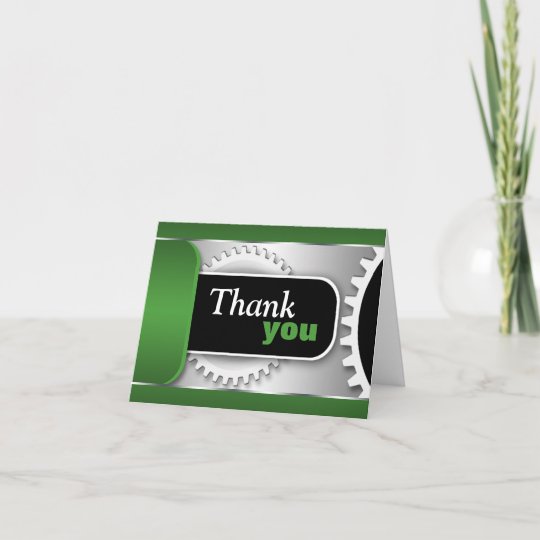 Mechanical Gears Green custom Thank You Card | Zazzle.com