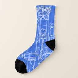 Mechanichal Drawing Blueprint Engineer Engineering Socks | Zazzle