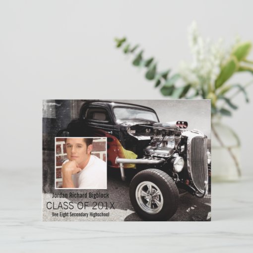 Mechanics Student V8 Emblem Photo Grad Announcement | Zazzle