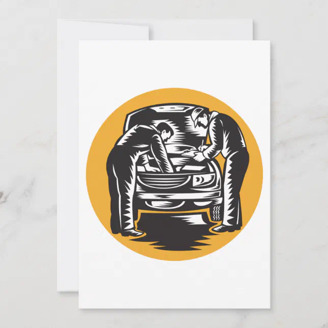 Mechanics Working On A Car Invitations | Zazzle