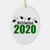 Med School Grad 2020 Caps And Diplomas (Green) Ceramic Ornament | Zazzle