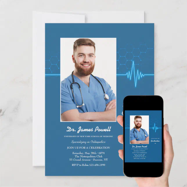 Med School Photo Graduation Invitation | Zazzle