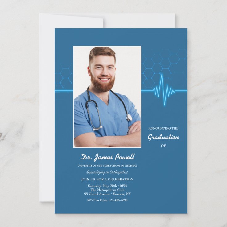Med School Photo Graduation Invitation | Zazzle