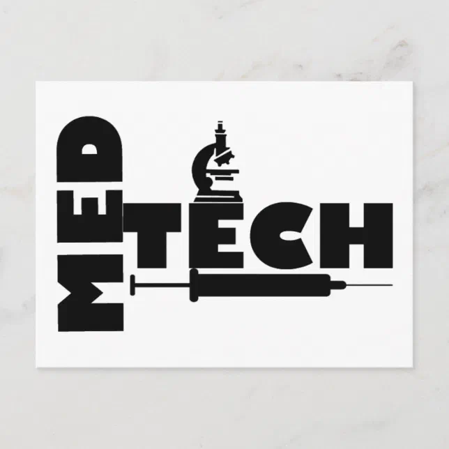 MED TECH MICROSCOPE SYRINGE LOGO POSTCARD | Zazzle