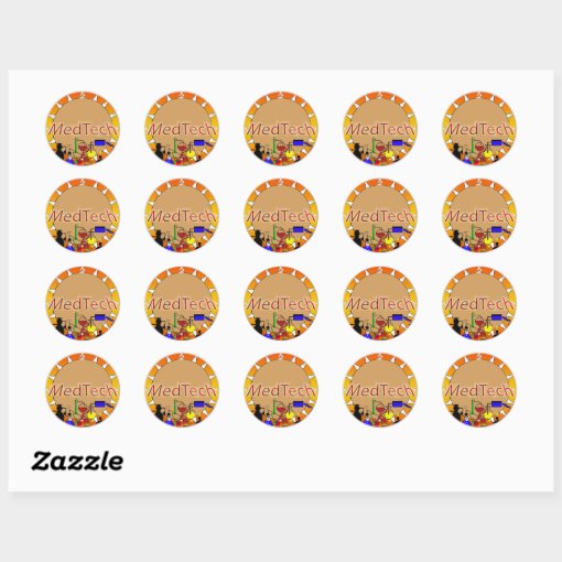 Med Tech STARBURST LOGO Classic Round Sticker | Zazzle
