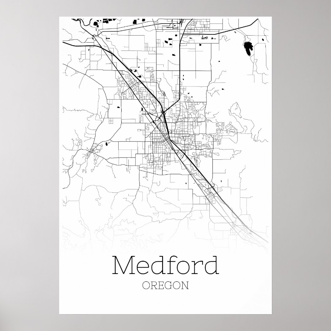 Medford Map - Oregon - City Map Poster | Zazzle