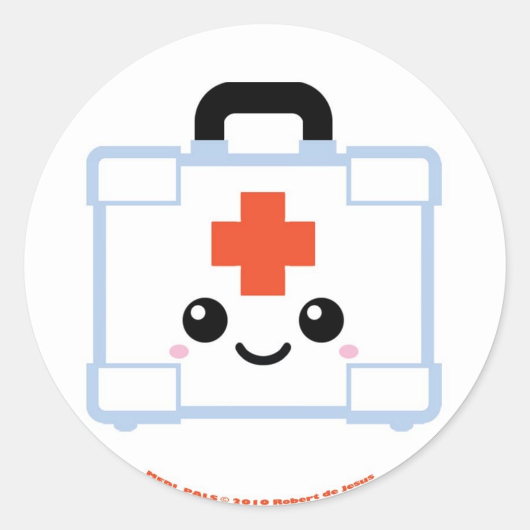 Medi Pals First Aid Kit Classic Round Sticker | Zazzle