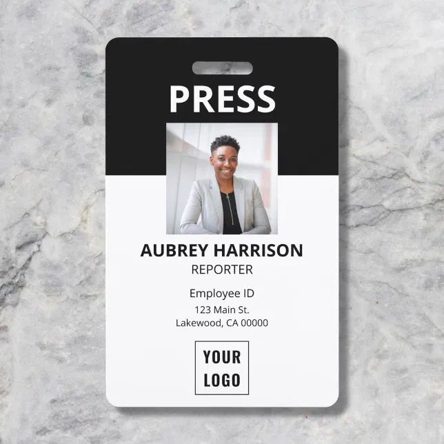 Media Press Logo Photo ID Badge | Zazzle