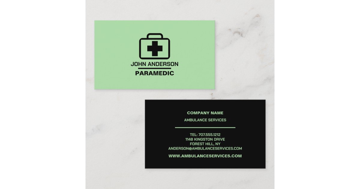 Medic Bag Design, EMT, Paramedic Advertising Business Card | Zazzle
