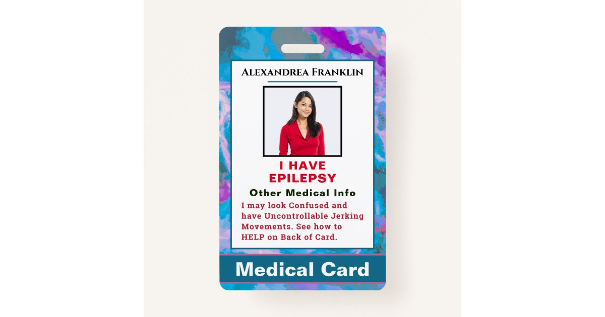 Medical Alert Emergency Contact Custom Card Badge | Zazzle