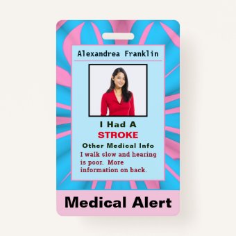 Medical Alert Emergency Contact Custom Card Badge | Zazzle