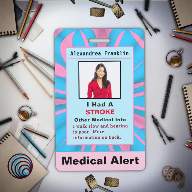 Medical Alert Emergency Contact Custom Card Badge | Zazzle