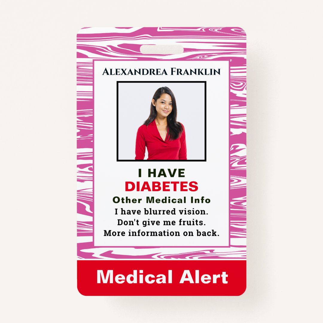Medical Alert Emergency ID Card Photo Custom Badge | Zazzle