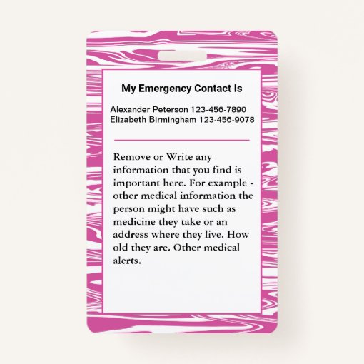 Medical Alert Emergency ID Card Photo Custom Badge | Zazzle