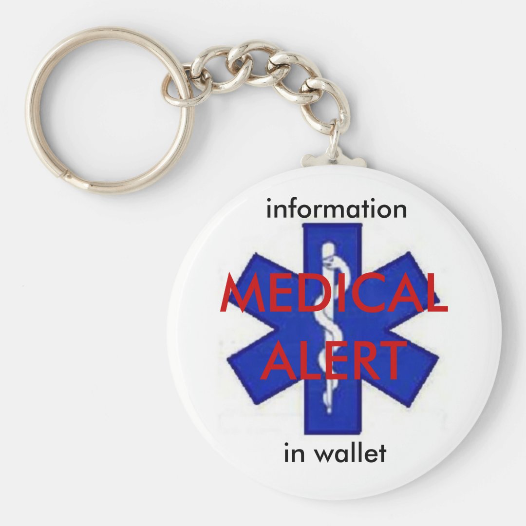 Medical Alert Info Keychain | Zazzle