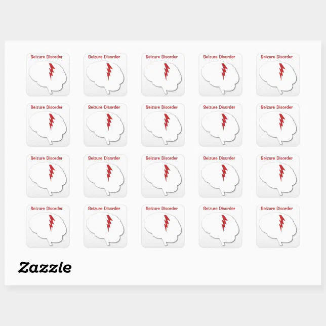 Medical Alert Seizure Disorder Square Sticker | Zazzle