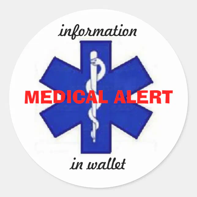 MEDICAL ALERT STICKER | Zazzle