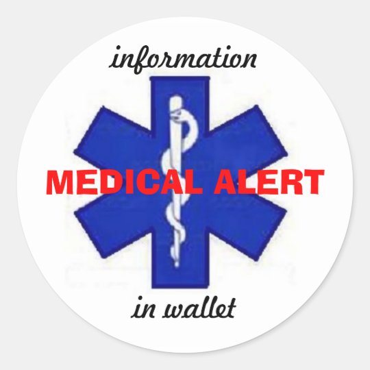 MEDICAL ALERT STICKER | Zazzle.com