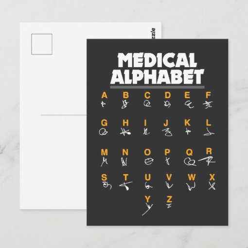 Medical Alphabet For Doctors Nurses Chemists Postcard | Zazzle