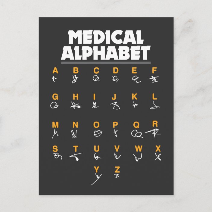 Medical Alphabet For Doctors Nurses Chemists Postcard | Zazzle.com