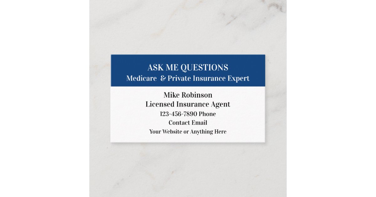 Medical And Medicare Insurance Rep Business Card | Zazzle