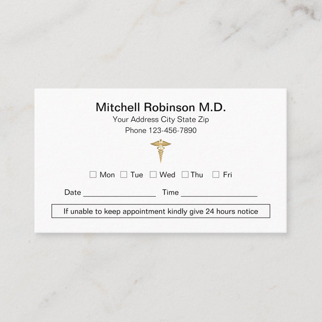 Medical Appointment Business Card Template | Zazzle