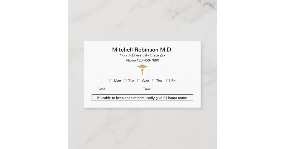 Medical Appointment Business Card Template | Zazzle