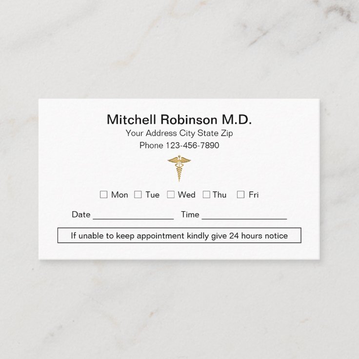 Medical Appointment Business Card Template | Zazzle