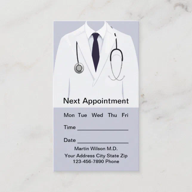 Medical Appointment Business Card Template | Zazzle