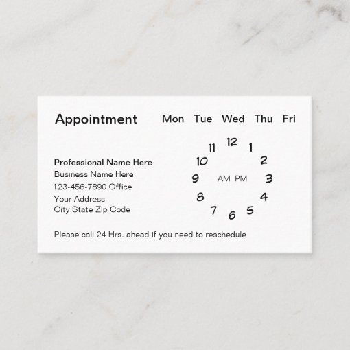 Medical Appointment Business Cards Template | Zazzle
