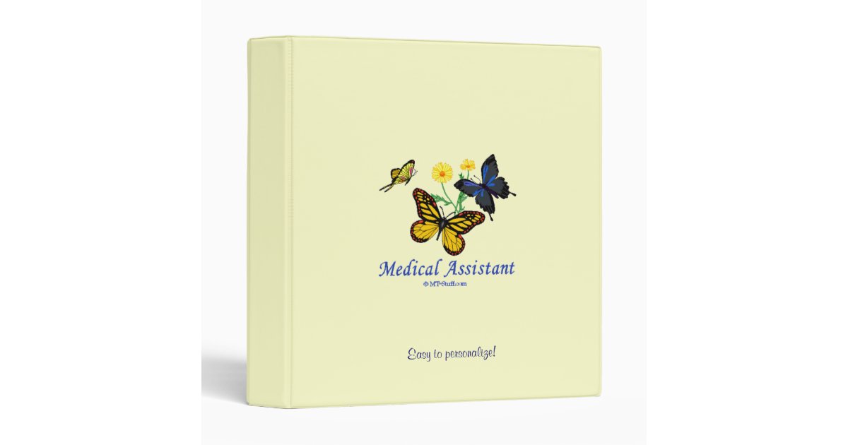 Medical Assistant Butterflies Binder | Zazzle