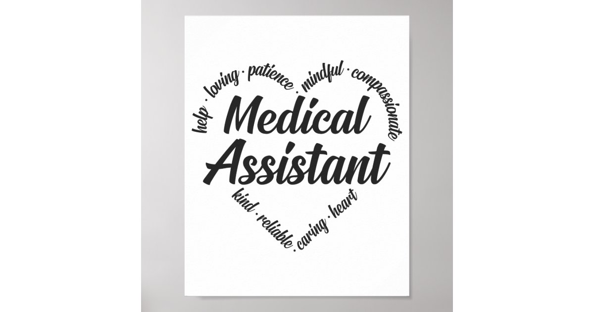 Medical Assistant Heart Word Cloud Poster | Zazzle