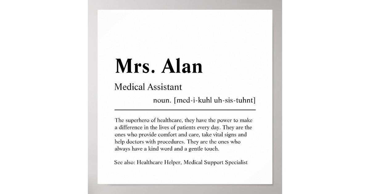 Medical Assistant Personalized Gift Poster | Zazzle