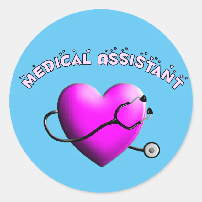 Medical Assistant PINK HEART Classic Round Sticker | Zazzle