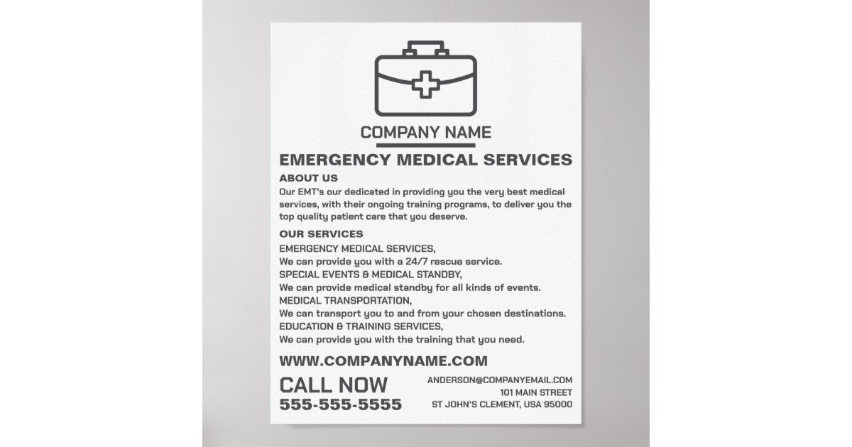 Medical Bag Design, EMT, Paramedic Advertising Poster | Zazzle