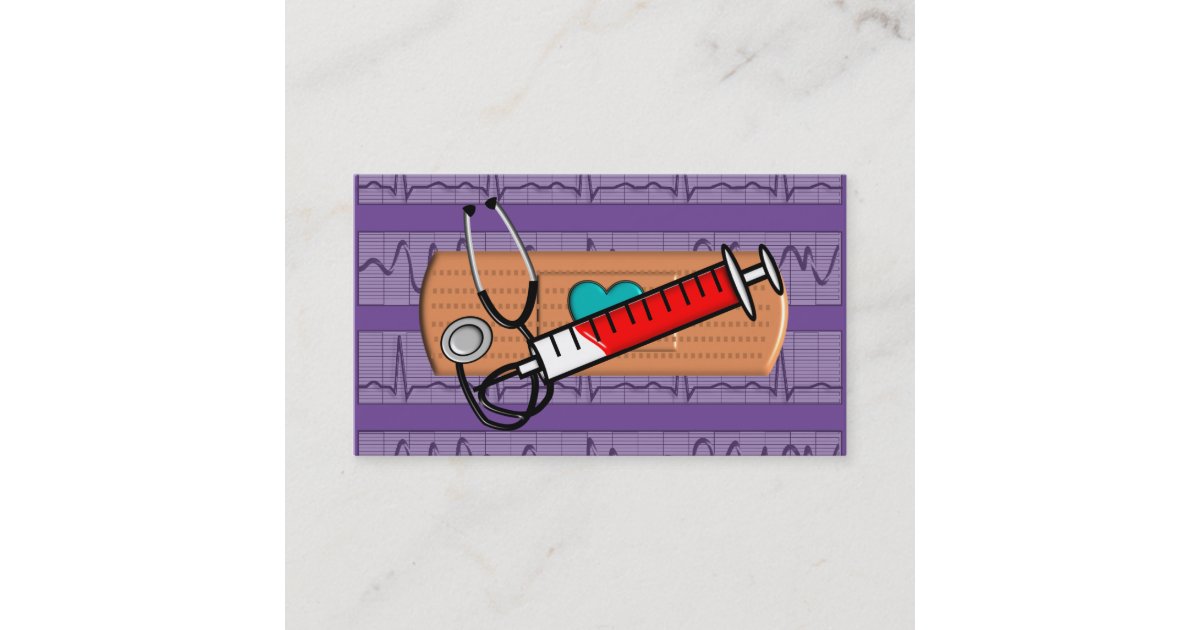 Medical Business Cards Big Bandaid pink IV | Zazzle