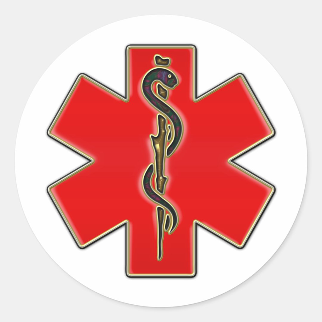 Medical Caduceus Classic Round Sticker | Zazzle
