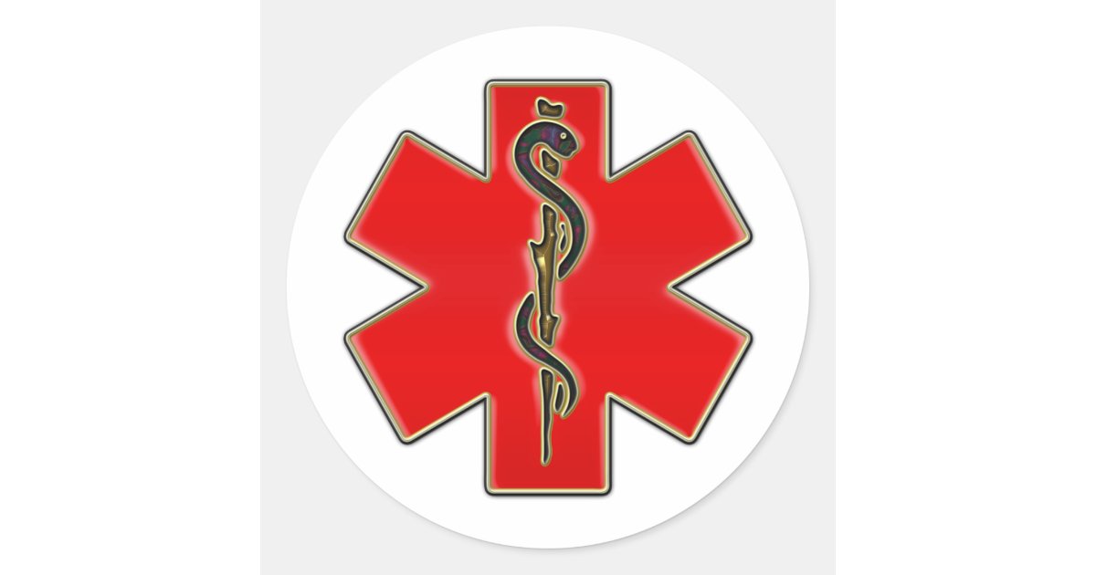 Medical Caduceus Classic Round Sticker | Zazzle