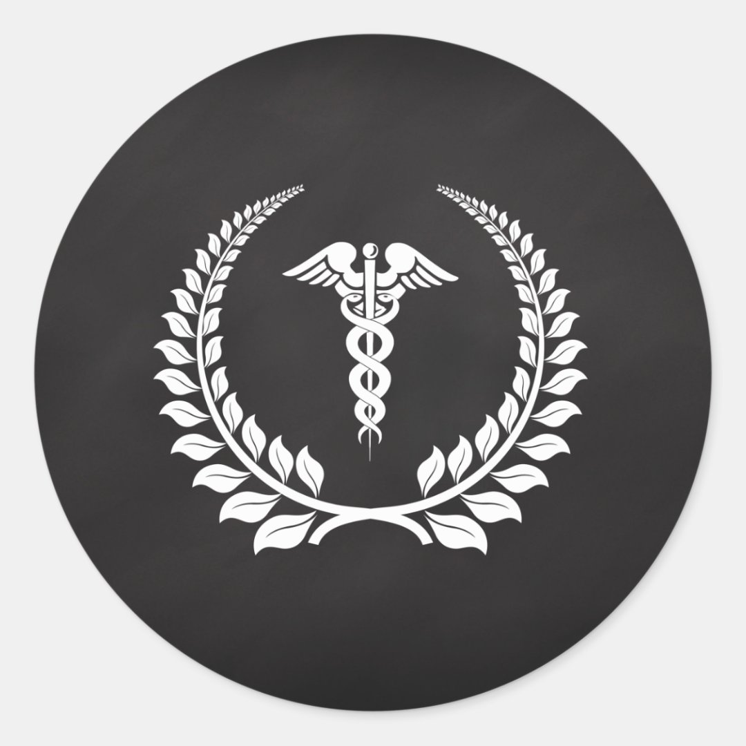 Medical Caduceus Laurel Classic Round Sticker | Zazzle