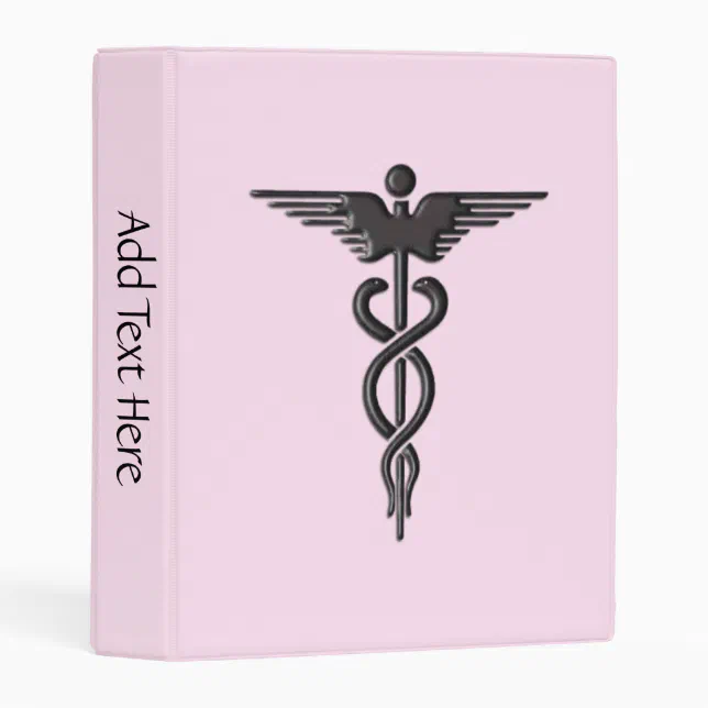 Medical Caduceus on Pink Mini Binder | Zazzle