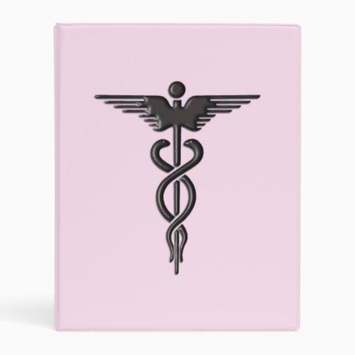 Medical Caduceus on Pink Mini Binder | Zazzle